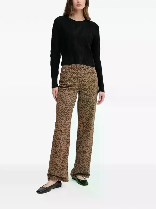 Dkny Leopard Print Straight Leg Jeans