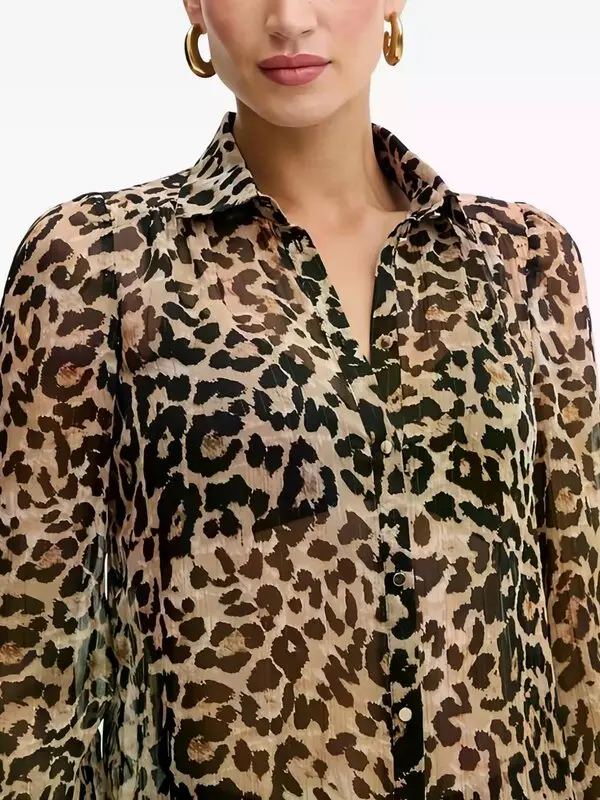 MORGAN Clion Leopard-print Button-down Shirt