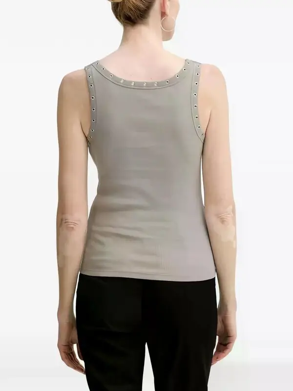 GESTUZ Sleeveless Ribbed Knit Top With Eyelet Detail