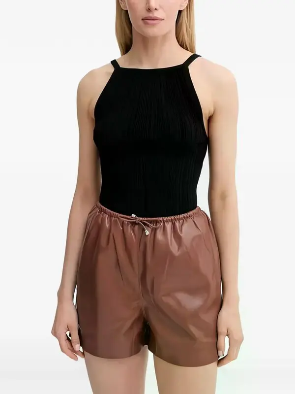 SAMSOE SAMSOE Ribbed Knit Square Neck Sleeveless Top - Black