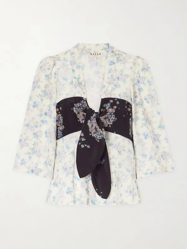 Maison Mayle Kazu Floral-print Silk Top - Multi