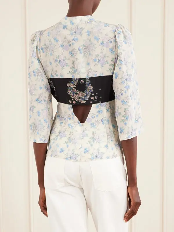 Maison Mayle Kazu Floral-print Silk Top - Multi