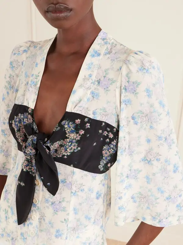 Maison Mayle Kazu Floral-print Silk Top - Multi