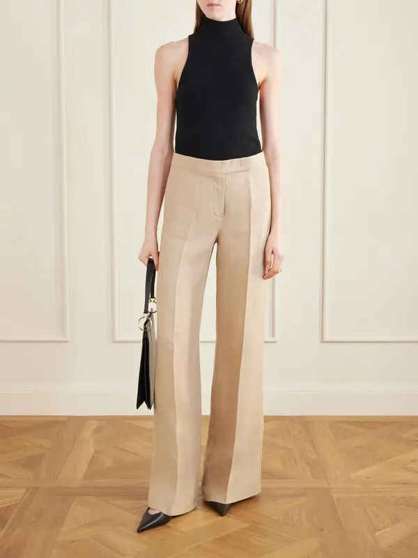 Max Mara Big" Linen Wide-leg Trousers - Neutrals