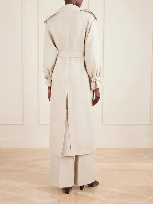 Max Mara Belted Linen-drill Trench Coat - Neutrals