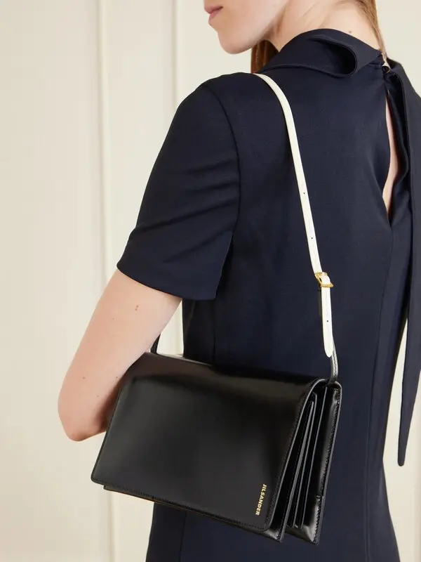 JIL SANDER File Small Leather Shoulder Bag - Black