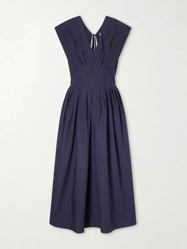 Rosie Assoulin In Full Bloom' Cotton-taffeta Midi Dress - Blue