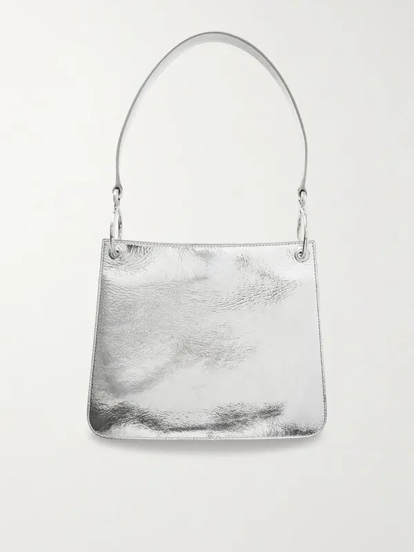 JIL SANDER Otto Small Metallic-leather Shoulder Bag - Gray
