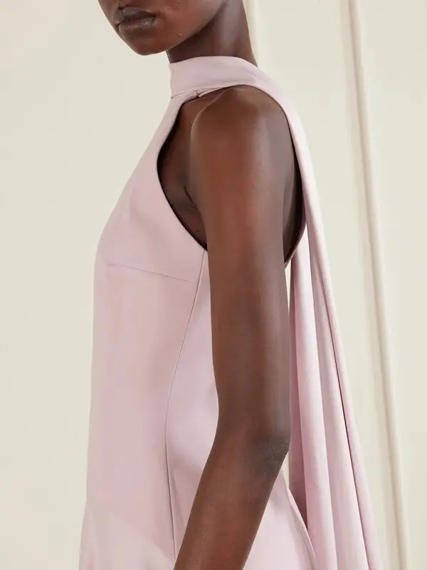 Solace London Cece Cape-effect Crepe And Satin Gown - Pink
