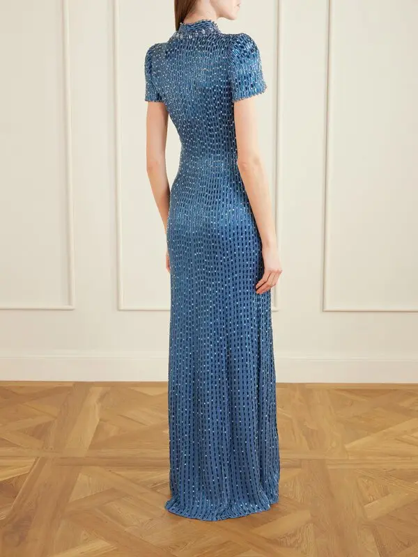 Jenny Packham Amber Cape-effect Embellished Crepe Gown