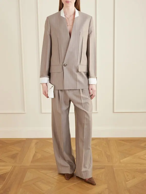 Victoria Beckham Pleated Wool Wide-leg Trousers
