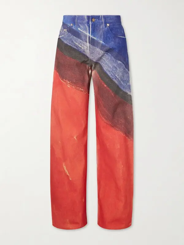 Gabriela Hearst Amoret Printed Barrel-leg Jeans - Red