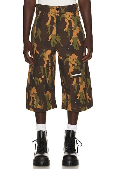 SPENCER BADU Camouflage Slashed Cargo Shorts