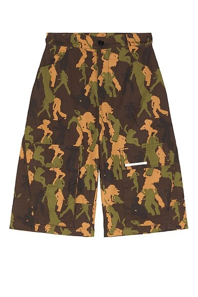 SPENCER BADU Camouflage Slashed Cargo Shorts