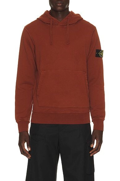 Stone Island Garment Dyed Cotton Hoodie - Brick Red