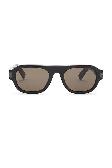 Zegna Geometric Acetate Sunglasses - Brown