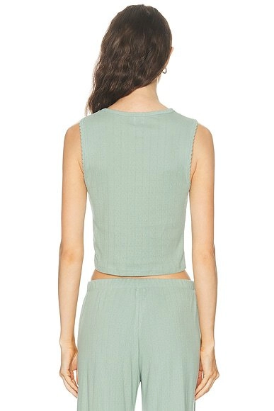 LESET Pointelle Sleeveless Crewneck Top