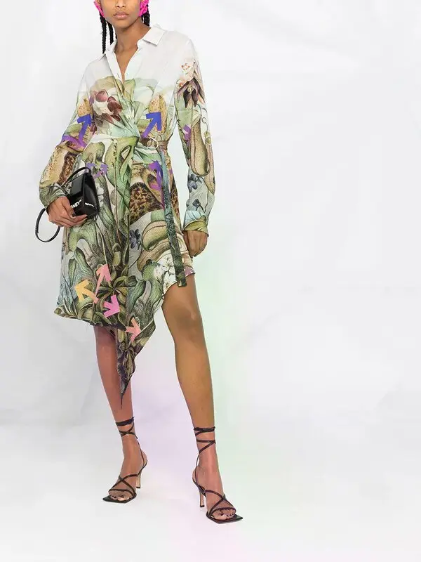 Off-White Botanical-print Shirt Dress