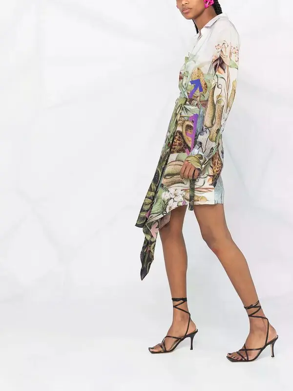 Off-White Botanical-print Shirt Dress