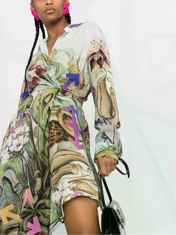 Off-White Botanical-print Shirt Dress