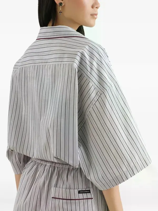 Dolce & Gabbana Striped Poplin Shirt With Contrast Piping - Grey