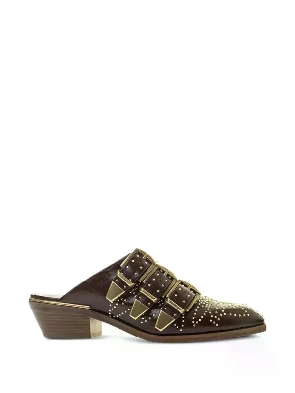 Chloé Susan Studded Mules - Brown