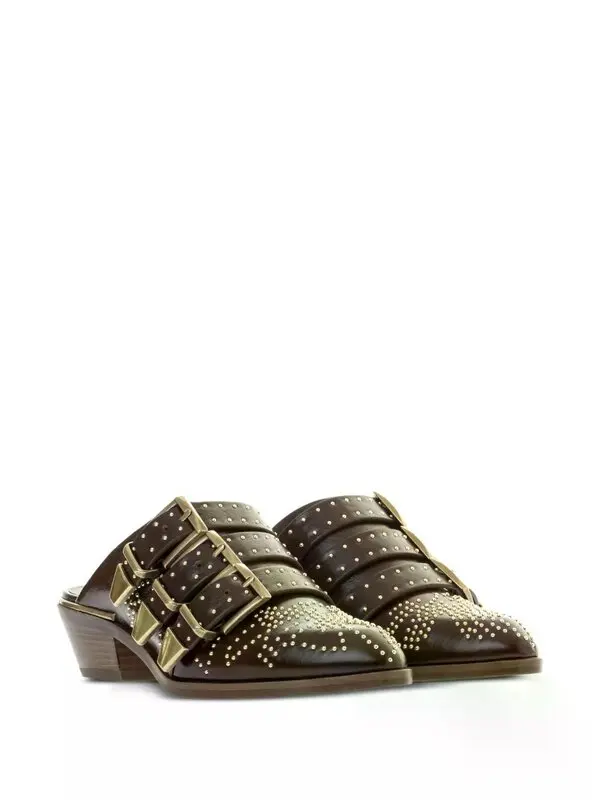 Chloé Susan Studded Mules - Brown