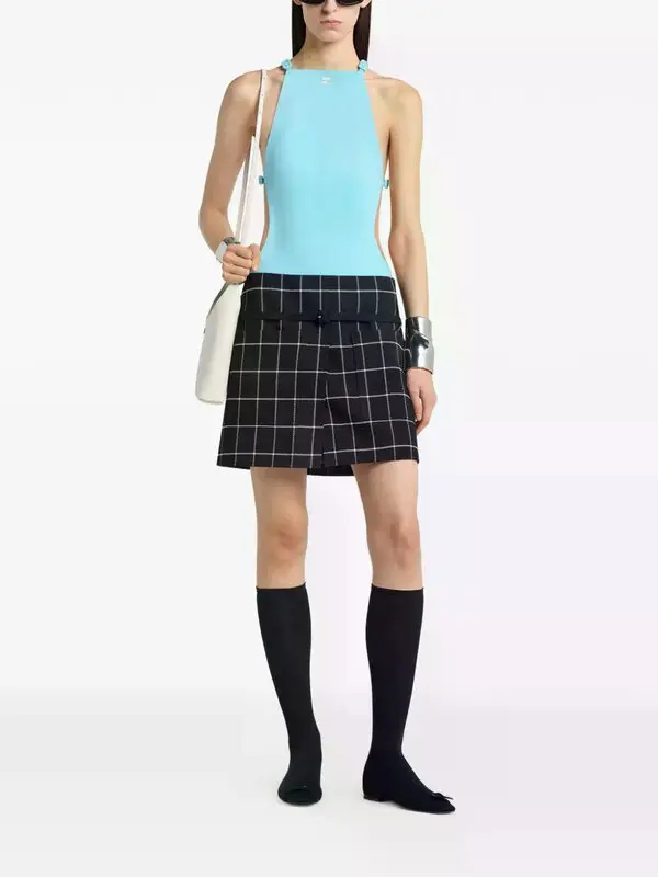 COURREGES Cut-out Halterneck Swimsuit - Blue