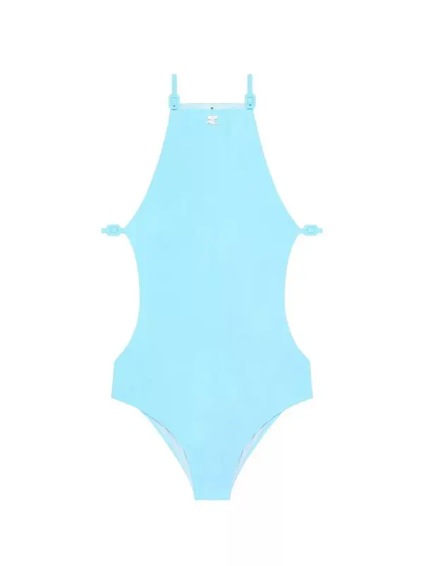 COURREGES Cut-out Halterneck Swimsuit - Blue