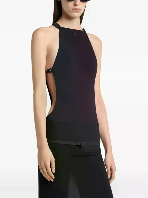 COURREGES Cut-out Halterneck Swimsuit - Black
