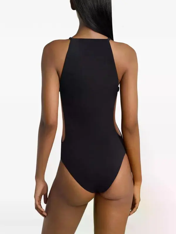 COURREGES Cut-out Halterneck Swimsuit - Black