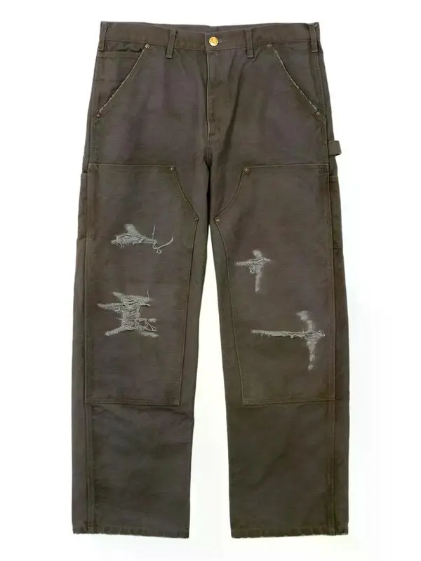 KAMIYA Distressed Cotton Straight-leg Trousers
