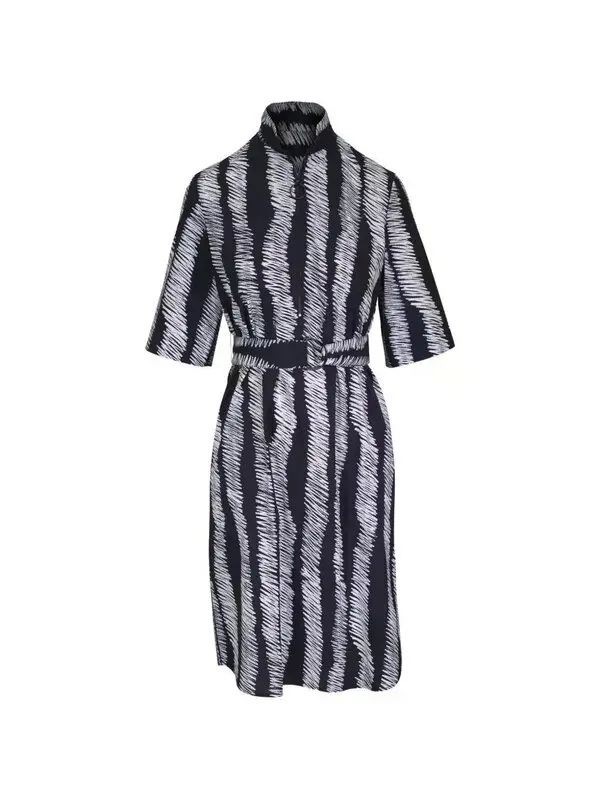 Akris Belted Printed Midi Dress - Black
