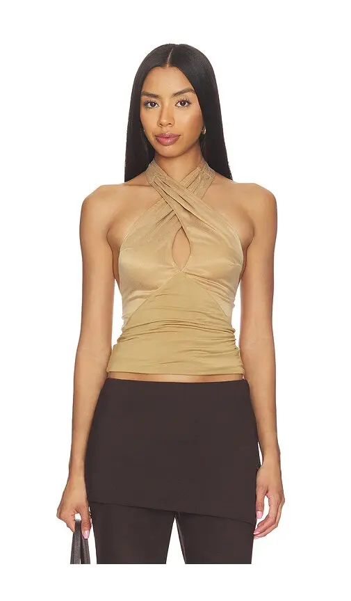 THE LINE BY K Vada Halter Top - Tan