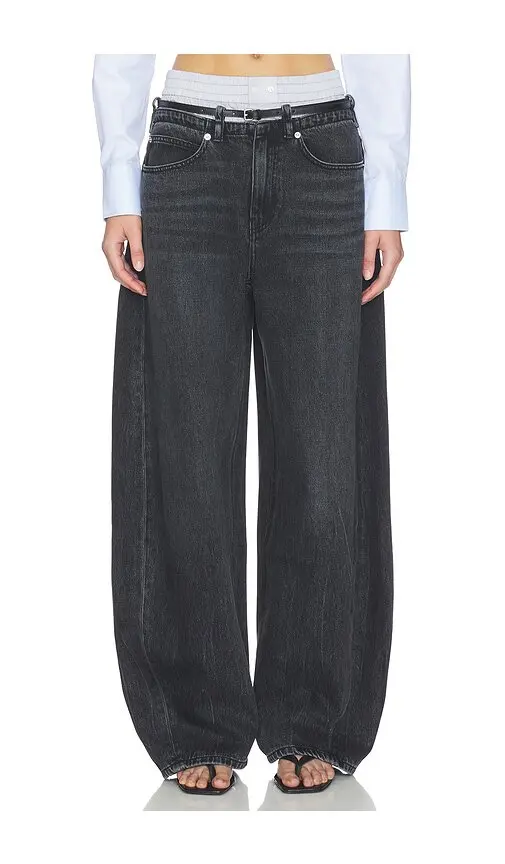 Alexander Wang Prestyle Blow Up Jeans With Leather Belt And Boxer Detail - Black