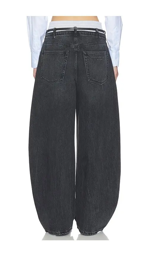 Alexander Wang Prestyle Blow Up Jeans With Leather Belt And Boxer Detail - Black