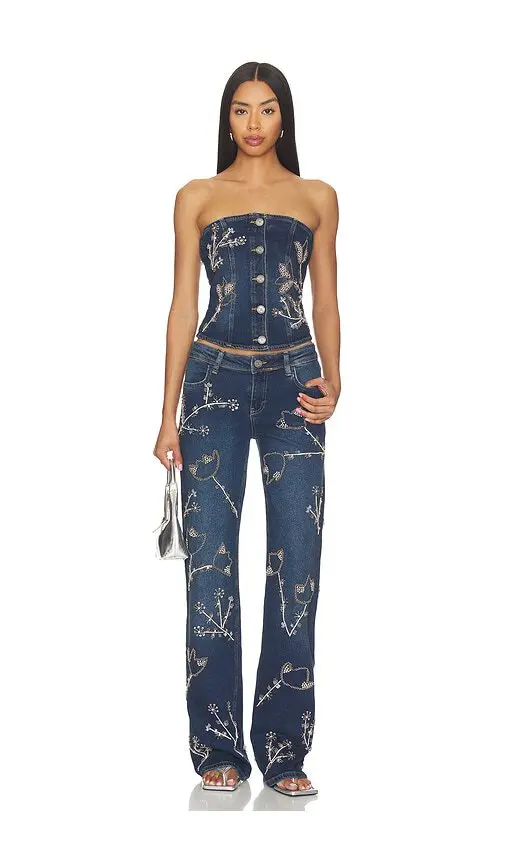 OW Embellished Denim Top