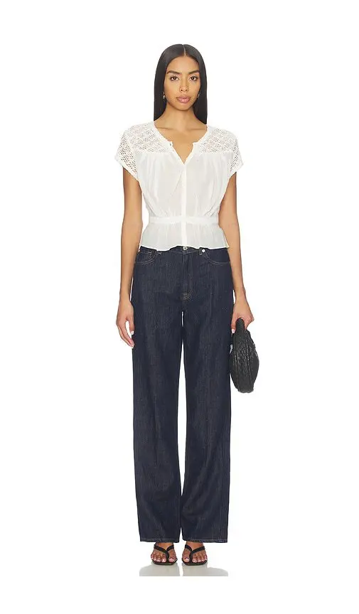 Free People Glimmer Embroidered Top - Ivory