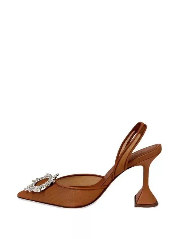 Amina Muaddi Begum Embellished Slingback Heeled Pumps - Neutrals