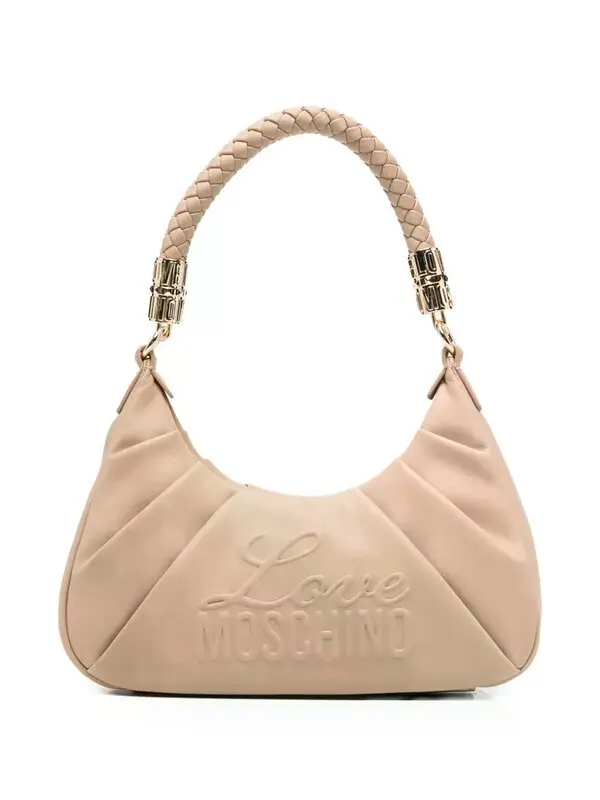 Moschino Embossed-logo Shoulder Bag - Neutrals