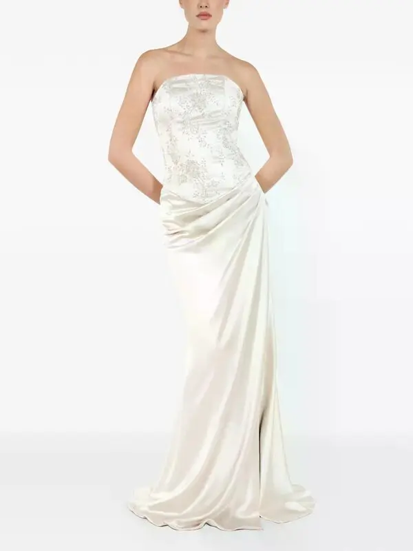 ALEXIA & ANTONIA Draped Side-slit Maxi Skirt