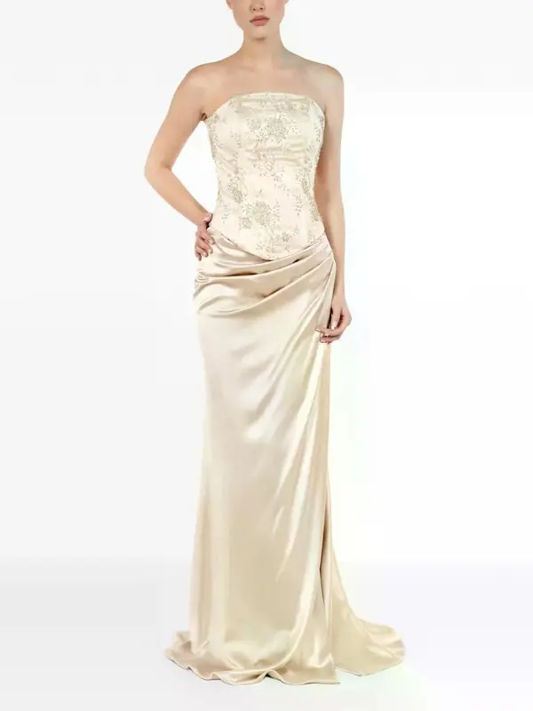 ALEXIA & ANTONIA Draped Side-slit Maxi Skirt