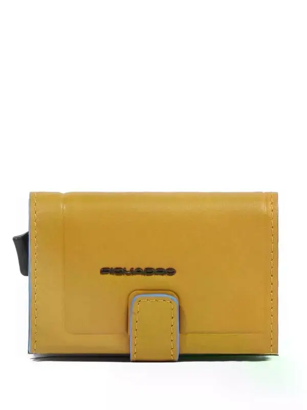 PIQUADRO Leather Pop-up Card Holder - Yellow