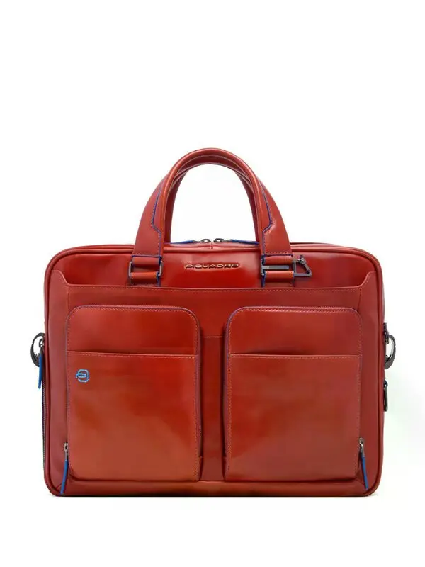 PIQUADRO Leather Laptop Bag With Detachable Shoulder Strap - Red