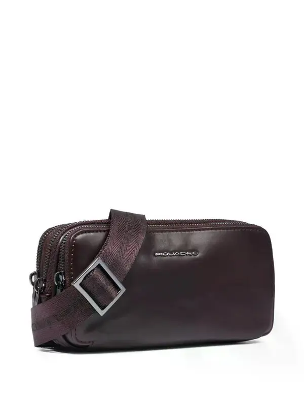 PIQUADRO Three-divider Leather Clutch With Removable Wrist Strap - Brown