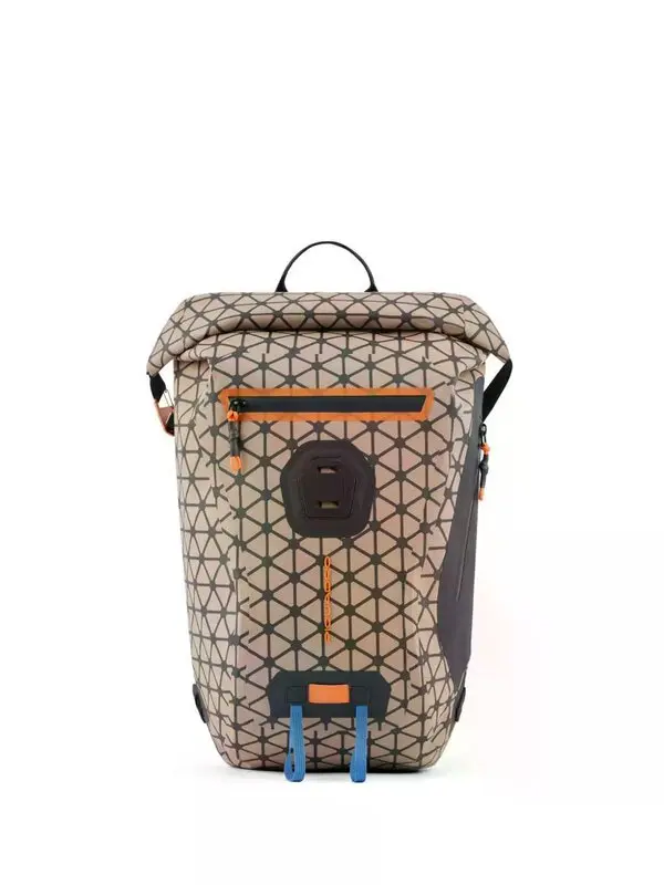 PIQUADRO Watertight Roll-top Backpack With Geometric Print