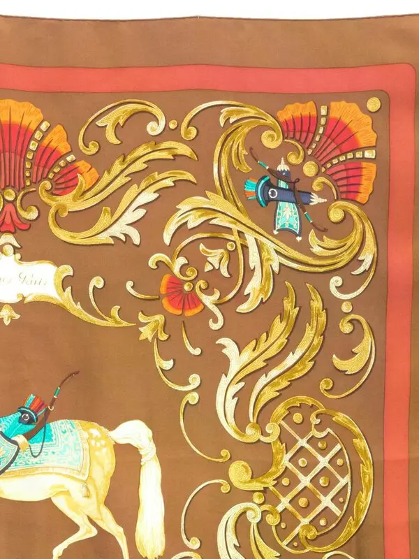Hermès 1989 Cheval Turc Silk Scarf - Brown