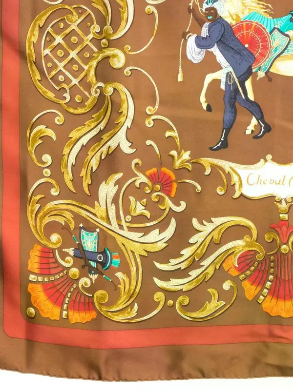 Hermès 1989 Cheval Turc Silk Scarf - Brown