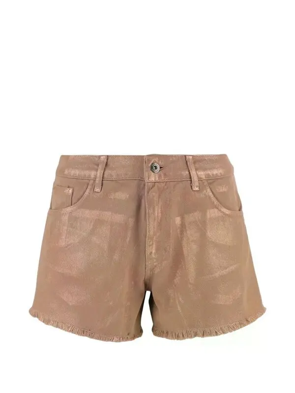 DON'T @ ME Iridescent Frayed Denim Shorts