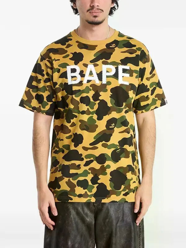 A BATHING APE Camouflage Rhinestone T-shirt - Yellow